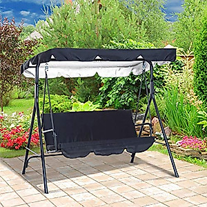 3 Seater Outdoor Swing Seat Cushions Cover Replacement,Waterproof Indoor/Outdoor Bench Cushion Swing Chair Seat Pads Hammock Cushion Pool Seat Protection for Porch Patio Garden Yard(B/Gray)