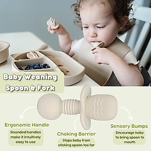 Anari Baby Led Weaning Supplies | Divided Silicone Suction Toddler Plates and Bowls Set | First Stage Self Feeding Baby Utensils | Baby Feeding Supplies for 6+ months old (Pastel Blue)