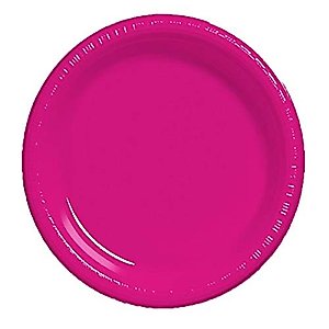 Creative Converting Touch of Color 20 Count Plastic Lunch Plates, Hot Magenta