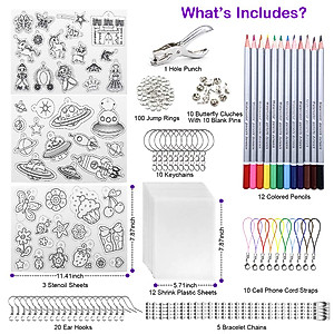 POPMISOLER 183 Pieces Shrink Plastic Kit DIY Ornaments or Creative Craft DIY Accessories Kit for All Ages Great Gift