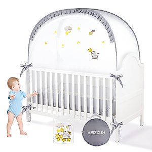 Safety Crib Tent to Keep Baby from Climbing Out,Woderful Breathable Pop-up Mosquito Net Protable Baby Tent for Baby Travel