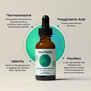Mad Hippie Corrective Peptide Serum - Anti-Wrinkle Cream for Face, Serum for Women & Men, Skin Tightening Facial Serum, Collagen Boosting Peptides, 1.02 Fl Oz