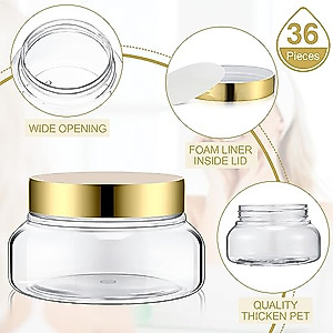 Mumufy Clear Plastic Jars with Lids Round Plastic Containers Empty Travel Containers for Creams Refillable Cosmetic Jars for Lotions Body Scrub Body Butter(36 Pcs,5 oz)