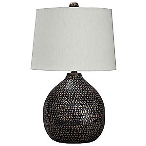 Signature Design by Ashley Maire Contemporary 25" Metal Table Lamp, Black & Gold Finish