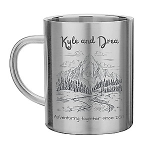 Camping Mug - Personalized Stainless Steel Camp Cup, Insulated, Double Wall for Coffee, Tea (Just Nature)