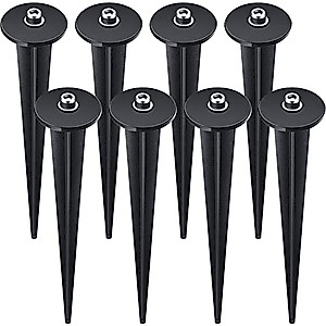 Zhengmy 8 Packs Threaded Spike Flood Light Ground Stake Metal Replacement Stakes for Solar Lights Outdoor LED Solar Light Stakes with 8 Hex Screws for Gardens Yard Path Lawn 6.3 Inches