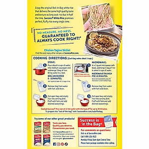 Success Boil-in-Bag Rice, White Rice, Quick and Easy Rice Meals, 21-Ounce Box