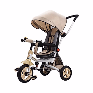 SZNWJ Ygqtbc Children's Tricycle,Children's Tricycle Bicycle Baby Stroller 1-5 Years Old Baby Stroller Child 3 Wheel Bicycle,Protective Awning(Color : Gold)