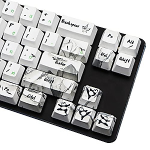 MOLGRIA Keycaps 71 Set Ink Panda for 71 64 61 Keys Keyboard, Custom PBT OEM Profile Key Caps with Japnanese Font for Cherry MX Gateron Khail Switches 60 Percent Gaming Keyboard