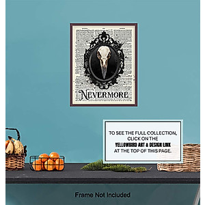 The Raven - Creepy Skull Wall Decor - Gothic Home Decor - Scary Wall Art - Goth Room Decor - Edgar Allan Poe Pagan Gifts - Medieval Decor - Nevermore