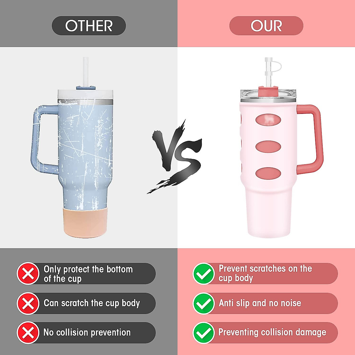 Silicone Boot for Stanley H2.0 30 oz Quencher,with Silicone Spill Proof Stopper Set Stanley Upgraded All Inclusive Silicone Boot Protects Against Dents Leakproof Stanley Cup Accessories-2pcs