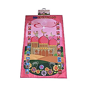dailymall Smart Intelligent Muslim Prayer Rug, Electronic Islamic Prayer Carpet Mat, Teaching Talking Music Mat with Worship Step Guide for Kids Toddlers - Pink, 110x70cm