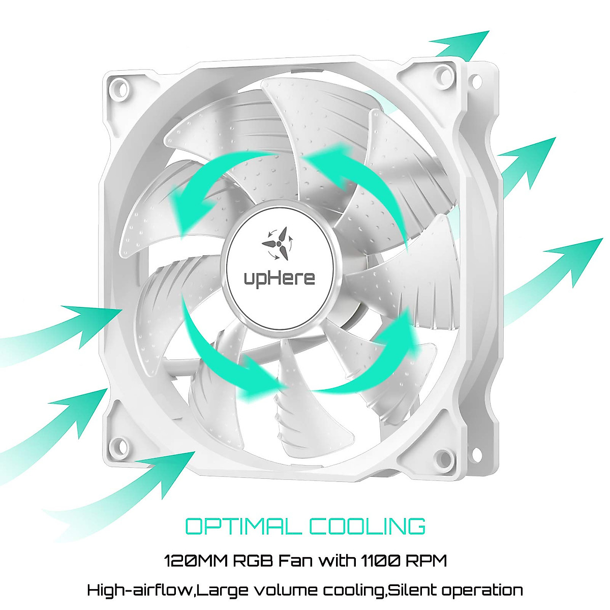 upHere 120mm RGB Case Fan,Quiet Edition High Airflow Adjustable Color LED Case Fan for PC Cases, CPU Coolers,Radiators System,5-Pack,Black Edition/C8123-5