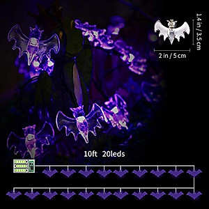 Kandice Halloween Light String, Eight Modes&Remote Control Function Outdoor Halloween bat Lights, Battery-Powered IP65 Waterproof Bat String Lights, Perfect for Decorating Indoors or Outdoors