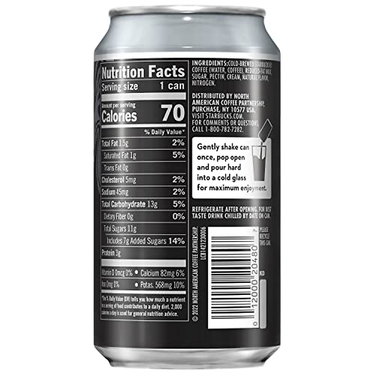 Starbucks - RTD Coffee Nitro Cold Brew, Splash of Sweet Cream, 9.6oz 8pk, Brown