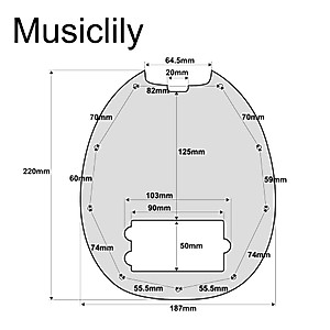 Musiclily 9 Hole Bass Pickguard for MusicMan MM StingRay 4 String Bass Guitar,4Ply White Pearl
