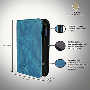 Card Guardian - 4 Pocket Premium Binder with Zipper and Side Loading Pockets for 160 Cards Trading Card Games TCG (Red) Perfect Card Binder Yugioh Cards MTG Binder Sports Card Binder