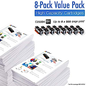 Arthur Imaging 250XL Pigment Black Compatible Ink Cartridge Replacement for Canon PGI-250XL PGI 250 XL PGBK to use with PIXMA MX922 MX722 MG5420 MG5520 MG5620 MG6320 MG6620 iP8720 (Black, 8-pk)