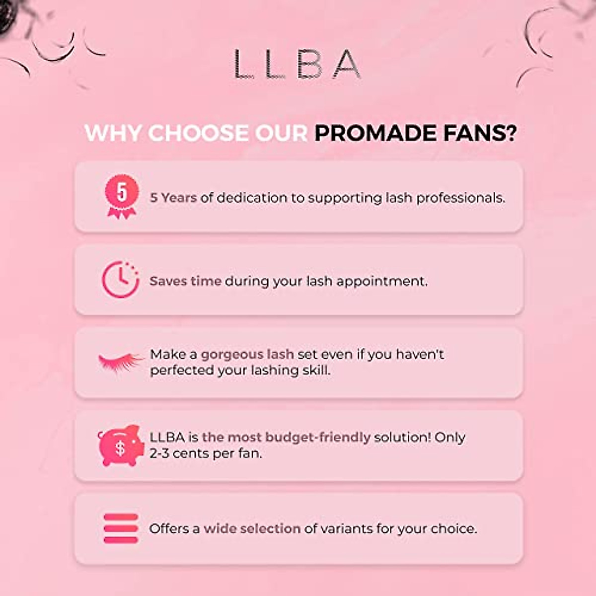 LLBA Promade Fans | Handmade Volume Eyelashes | Multi Selections From 3D To 16D | C CC D DD L M Curl | Thickness 0.03 ~ 0.1 mm | 8 - 20mm Length | Long Lasting | Easy Application (10D-0.03 D 11 mm)