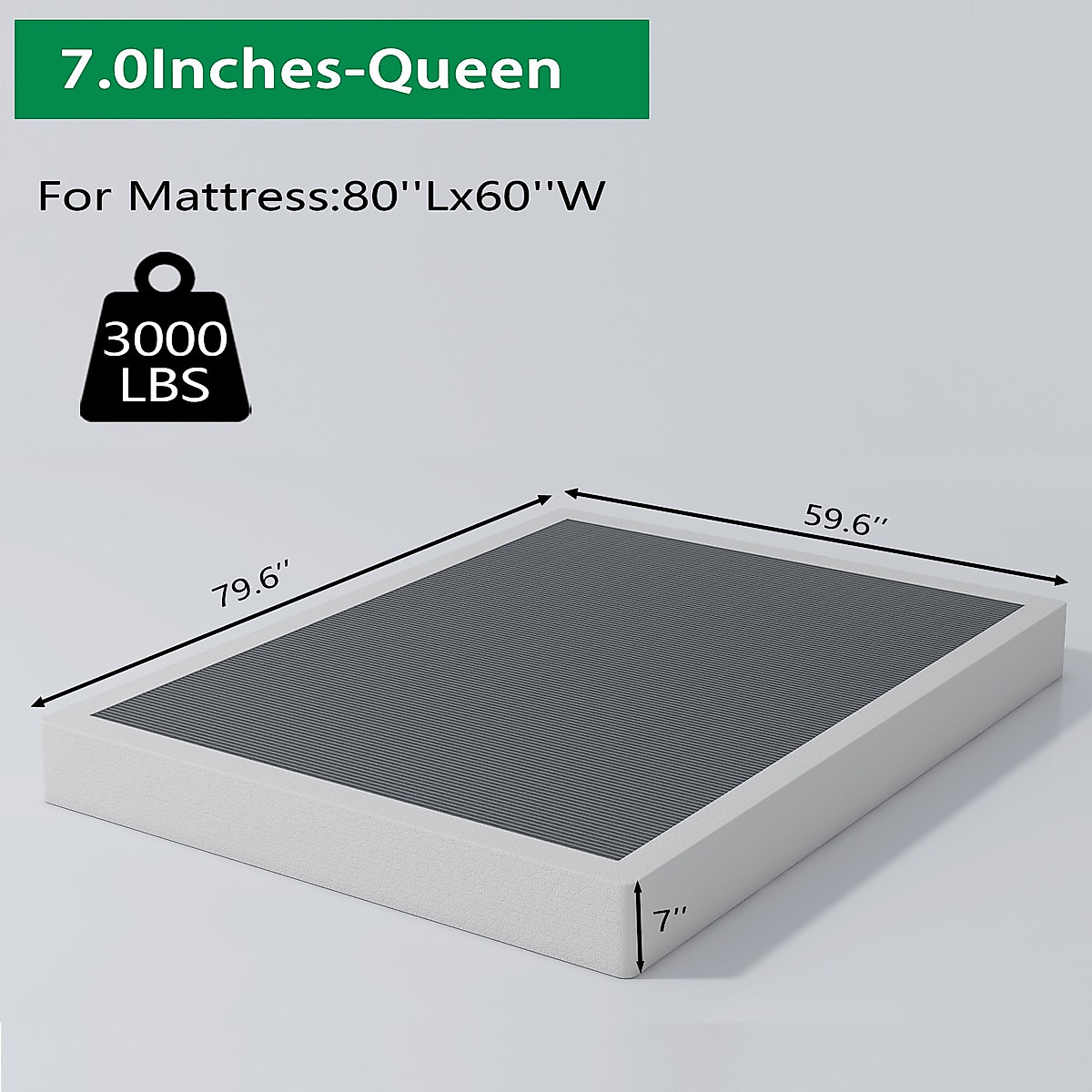 ALDRICH 7 Inch Heavy Duty Metal Box Spring Mattress Foundation 3000lbs Max Weight Capacity/Non-Slip/No Noise/Easy Assembly/Easy Clean Cover,Queen