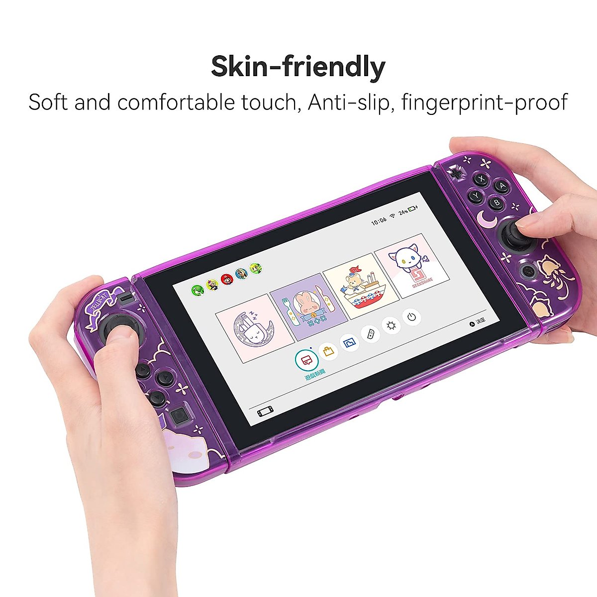 GeekShare Soft TPU Protective Case Slim Cover Case Compatible with Nintendo Switch and Joy-Con - Shock-Absorption and Anti-Scratch -Jellyfish Cat