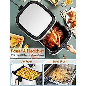 Air Fryer, ALLCOOL Airfryer Oven 8QT Large Air Fryer 1700W 8-in-1 with Touch Screen Air Fryers Dishwasher Safe Nonstick Tray Freidora de Aire 32 Recipes BPA & PFOA Free White Air Fryer