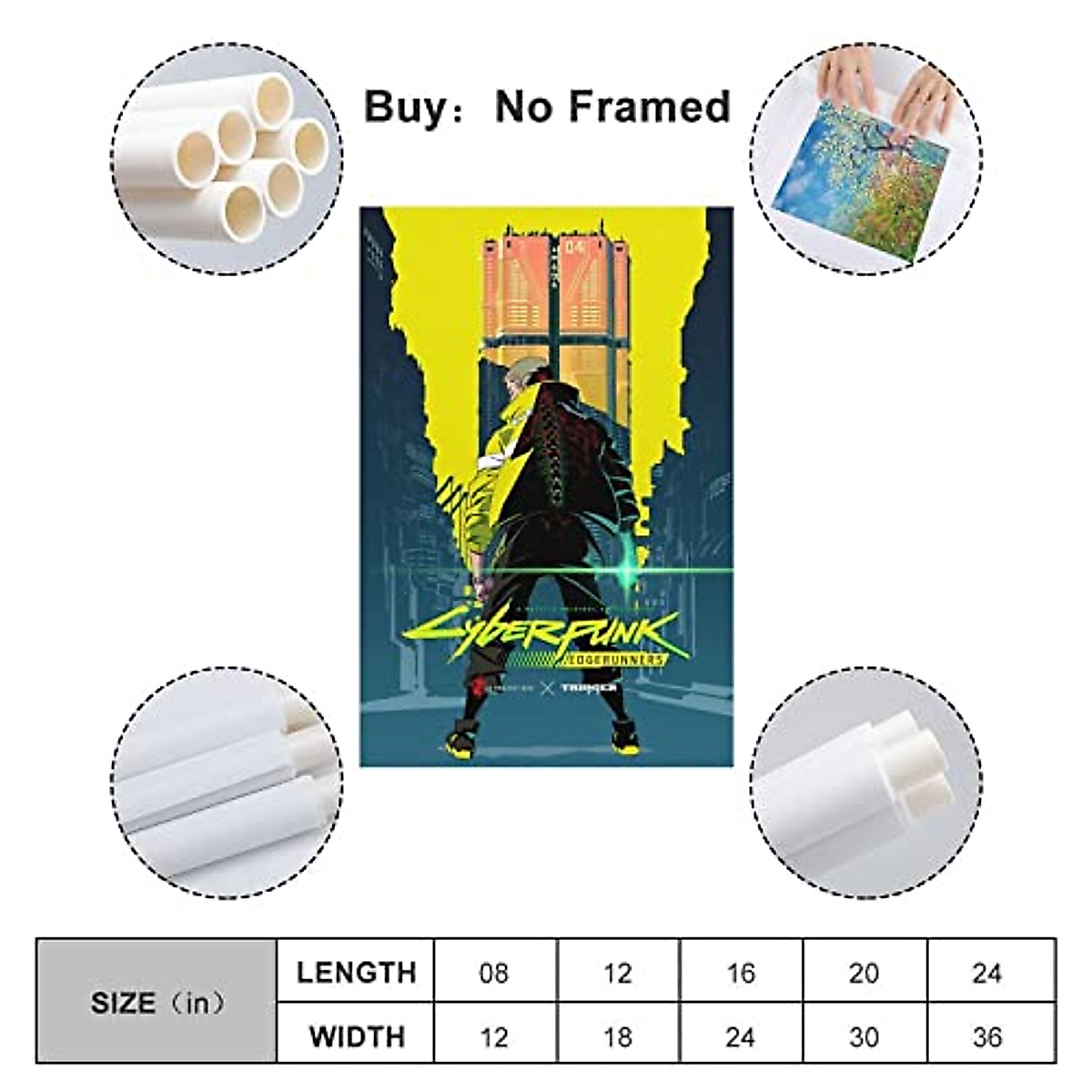 ChezMax Cyber Punk Edgerunners Anime Poster Poster Decorative Painting Canvas Wall Art Living Room Posters Bedroom Painting 12x18inch(30x45cm)