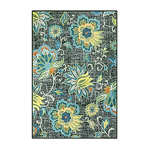 Beeiva Floral Small Entryway Area Rug, 2x3 Green Washable Kitchen Rug Non Slip Front Door Rug Indoor Entrance, Modern Plant Doormat Non-Shedding Throw Entry Rugs for Inside House Bedroom Bathroom