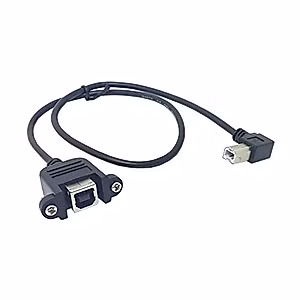 chenyang CY USB 2.0 Type B Male to Type B Female Extension Cable with Screws for Panel Mount 50cm 90 Degree Left Angled