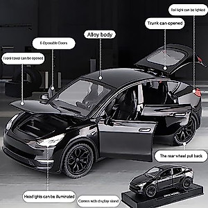 1/32 Scale Diecast Car Model Compatible for Tesla Model Y, Zinc Alloy Model Y Toy Car Pull Back Vehicles with Sound and Light, Model Y Car Replica Toy for Collectors & Kids 3+ Years Old Birthday Gift