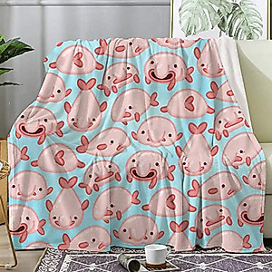 Cute Blobfish Fleece Throw Blanket Super Soft Lightweight Bed Throw Bed Couch Plush Warm Blanket for Kids Adult School Office Throw 40X50inch