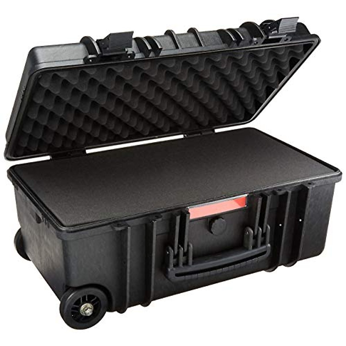 Amazon Basics Large Hard Rolling Camera Case, Solid, Black, 22"L x 14"W x 9.8"H
