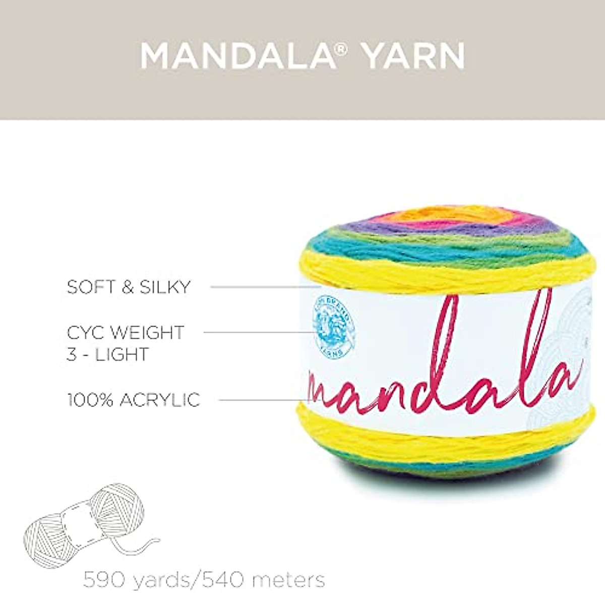 Lion Brand Yarn Mandala Yarn, Multicolor Yarn for Crocheting and Knitting, Craft Yarn, 1-Pack, Gnome