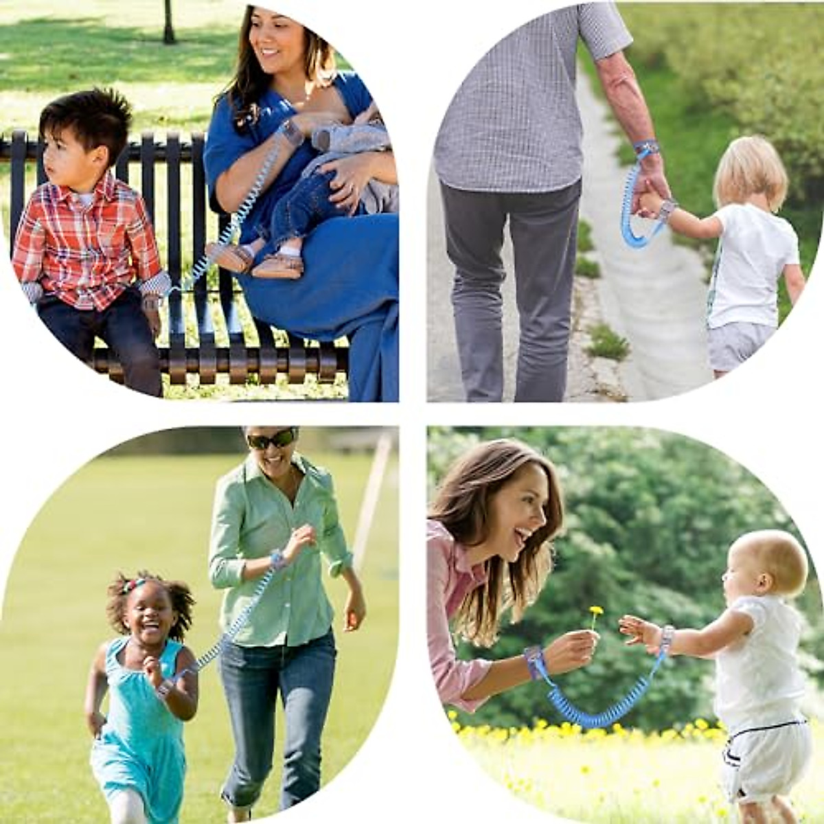 Roeoi Anti Lost Wrist Link Safety Wrist Link with Key Lock for Toddlers, Babies & Kids, Safety Harnesses & Leashes (Blue / 1.5m)