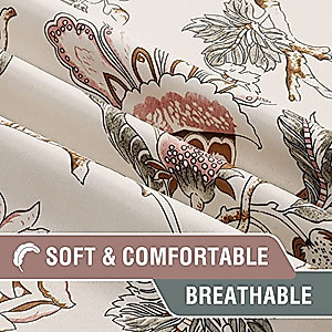 H.VERSAILTEX Blackout Curtains 63 Inch Length 2 Panels Set Floral Print Curtain Drapes for Living Room Thermal Insulated Grommet Window Curtains for Bedroom - Traditional Floral in Sage and Brown