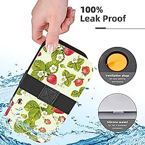KOOLR Lovely Strawberry Print Bento Box Adult Lunch Box With 2 Compartments Stackable For Work Picnic Leak Proof Bento Box