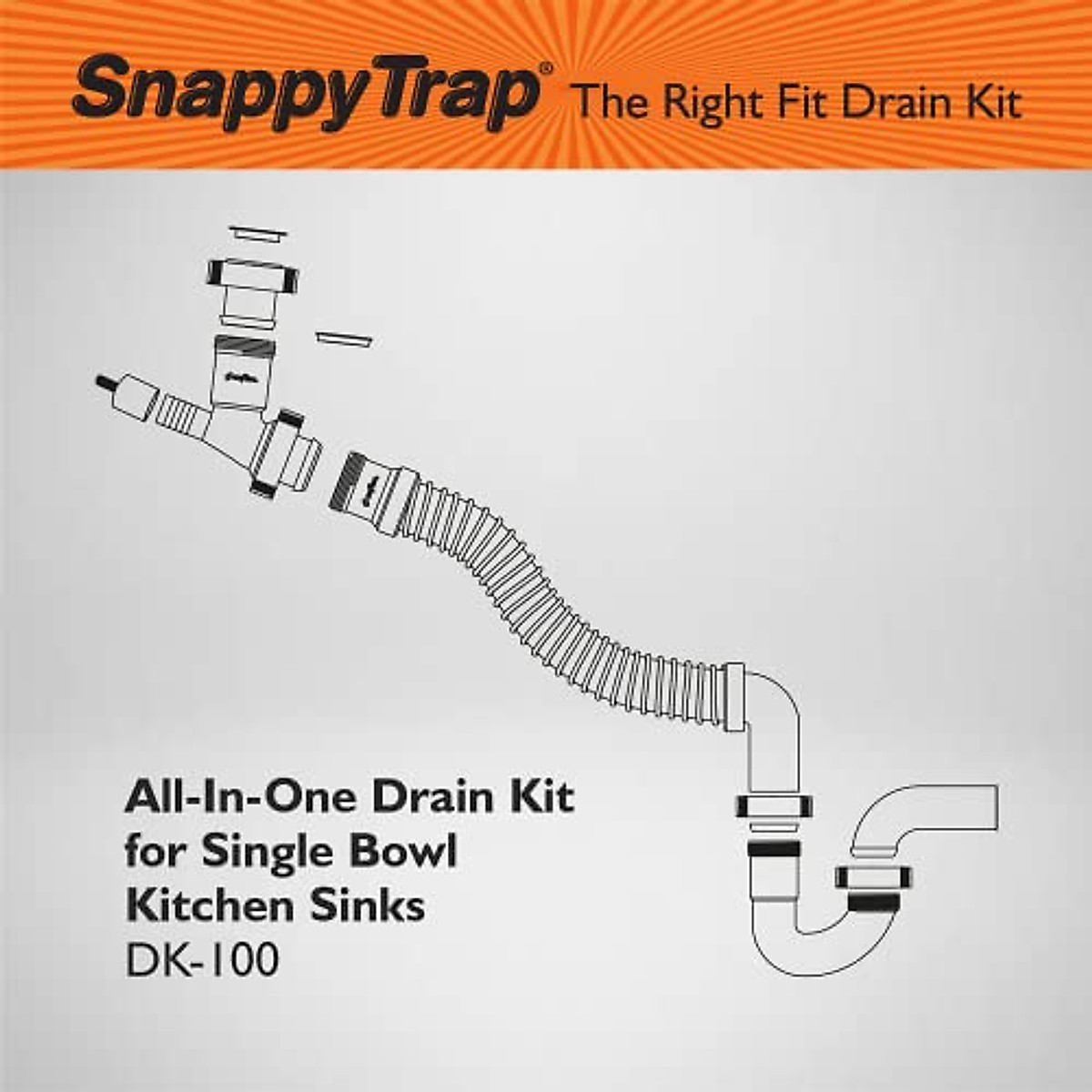 Snappy Trap 1 1/2" Drain Kit for Single Kitchen Sinks, Bar Sinks and Laundry Sinks