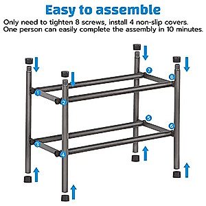 STORAGE MANIAC Expandable Shoe Rack, Stackable Shoe Rack for Closet, Small Shoe Rack Organizer for Entryway, Adjustable Shoe Rack for Garage, Shoe Rack for Front Door, Metal Shoe Rack, Black 2 Tier