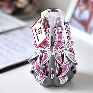 Carved Candles - Unique Handmade Candles Long Burning - Unscented Decorative Candle - Luxury Candles for Home Decor - Birthday Anniversary Mother’s Day Romantic Relaxing Gift for Women - Crimson Haze