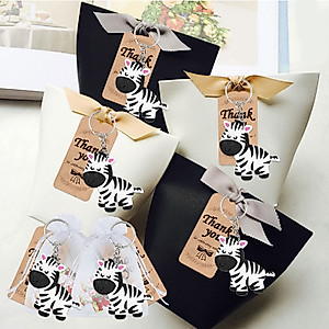 Elecrainbow 40 Pack Zebra Keyring Pack Party Favor for Zebra Lover, Guest Return Gift, Wild Animal Themed Party, Baby Shower, Birthday