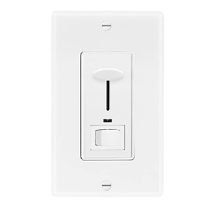 Maxxima Dimmer Electrical Light Switch - Featuring Blue Indicator Light, LED Compatible, 3-Way/Single Pole Use, 600 Watt Max, Dimmable Lamp and Lighting Control, Wall Plate Included - 2 Pack