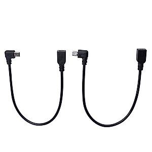 CERRXIAN 9Inch Mini USB Cable Combo Mini USB Female to Right Angle & Left Angle Male Data Sync and Charge Extension Cable (Black)(2-Pack) RL