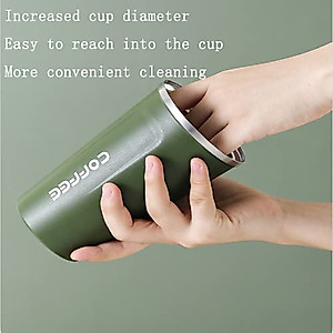 NUFR 12.85oz Travel Coffee Mug, Stainless Steel Coffee Cup with Lid, Hot/iced coffee tumbler for Home, Office, Car Auto, Kitchen Outdoor(Green)