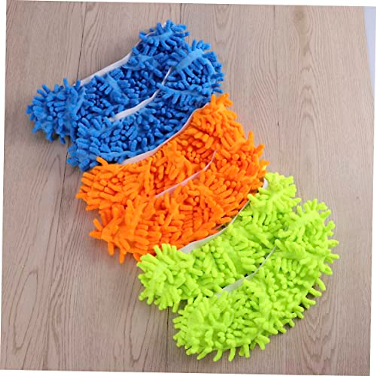Chenille Socks 6pcs/ 3 Pairs Floor Mops Cleaning Mops Chenille Socks Floor Cleaning Slipper Lazy Mop Slippers Chenille Shoe Cover Detergent Washable Dust Mop Slipper Mop Cap