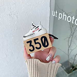 Ponnky for AirPod 3rd Generation Case Cute Trendy Unique for Air Pods 3 (2021) Cases Cover Hypebeast Funny Design 3D Shoe Fancy Fashion Soft Shockproof Silicone for Men Teens (350 White)