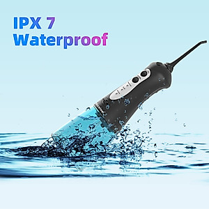 Cordless Water Flosser Teeth Cleaner, Nicefeel 300ML Portable and Rechargeable Oral Irrigator for Travel, IPX7 Waterproof, 3-Mode Water Flossing with 4 Jet Tips for Family