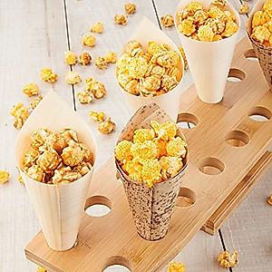 Restaurantware 22.5-inch Oblong Food Cone and Sushi Hand Roll Display Stand: Perfect for Restaurants, Catered Events, and Buffets - Holds 20 Cones - Made from Organic Bamboo - 1ct Box - Restaurantware