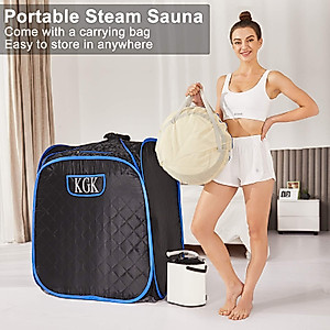 KGK Portable Steam Sauna Spa, 3L Personal Sauna for Home Relaxation, Lightweight Sauna Tent Full Body Spa with Steam Pot, Remote Control, Foldable Chair, Carrying Bag(Black)
