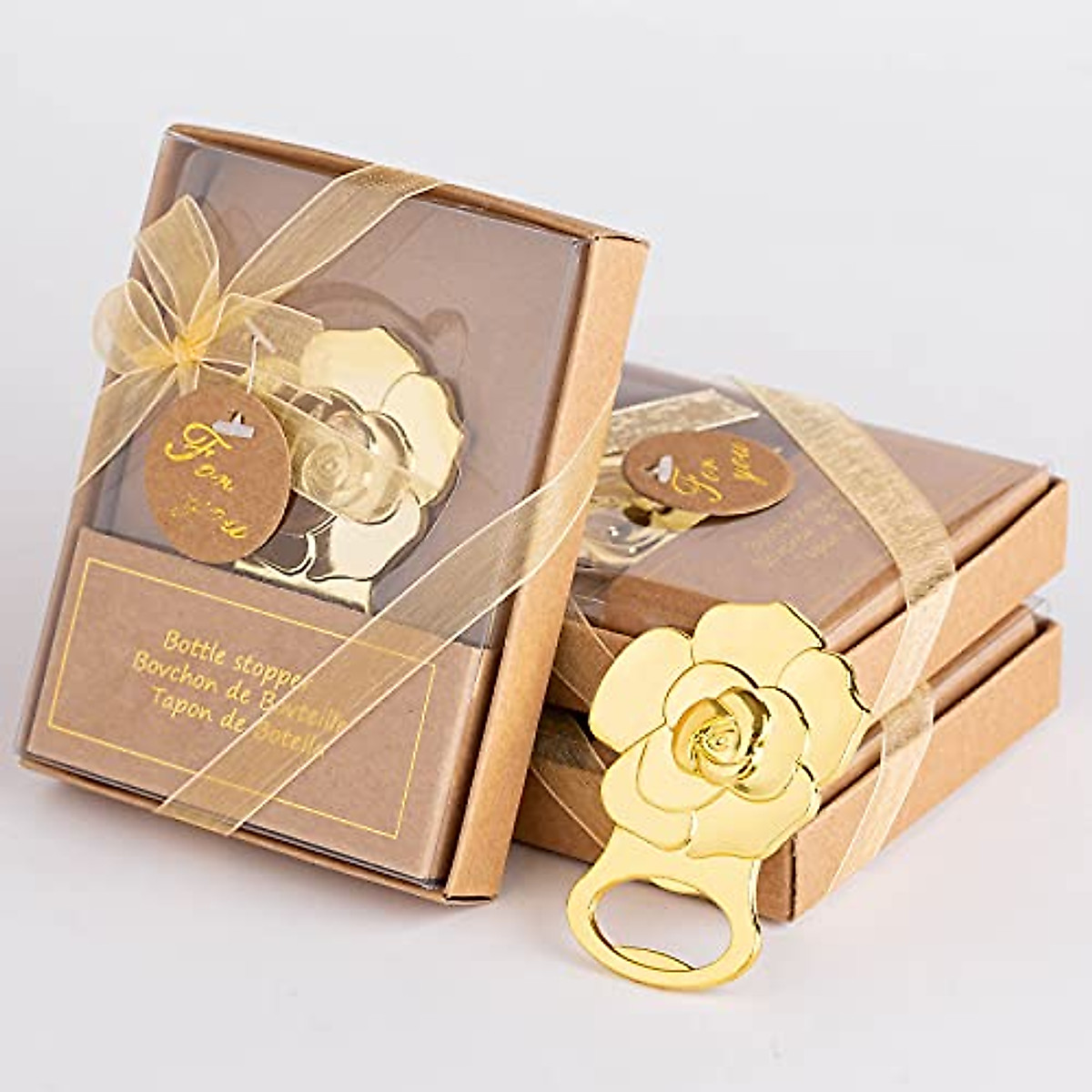 24 Packs Rose Flower Shape Bottle Openers for Wedding Favors to Guests, Bridal Shower Party Gifts, Souvenirs or Decorations for Guests