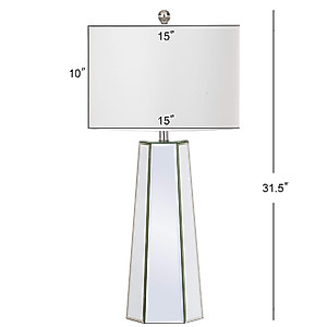 SAFAVIEH Lighting Collection Janice Modern Art Deco Mirror Chrome 32-inch Bedroom Living Room Home Office Desk Nightstand Table Lamp Set of 2 (LED Bulbs Included)